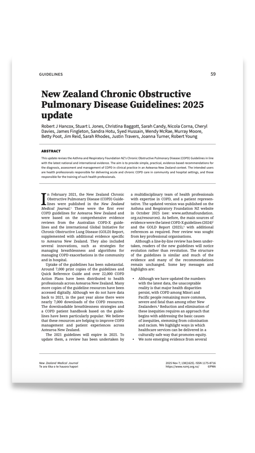 New Zealand Chronic Obstructive Pulmonary Disease Guidelines: 2025 ...